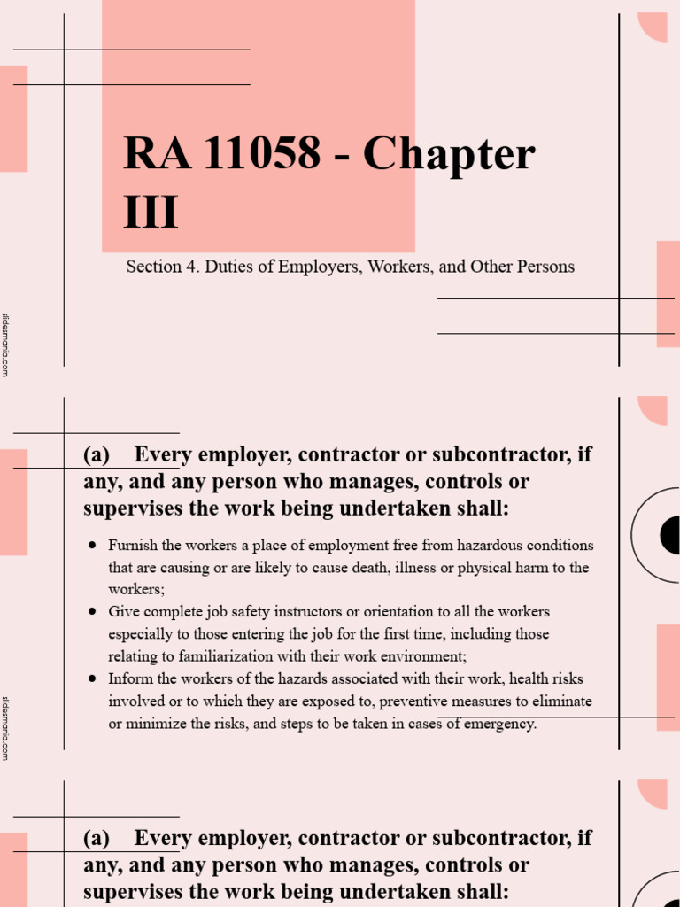 RA 11058 - Chapter III - Section 4 and 5 | PDF | Occupational Safety ...