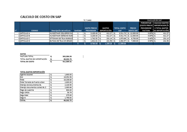 Proceso para El Calculo de Costo en Sap | PDF | Tecnología