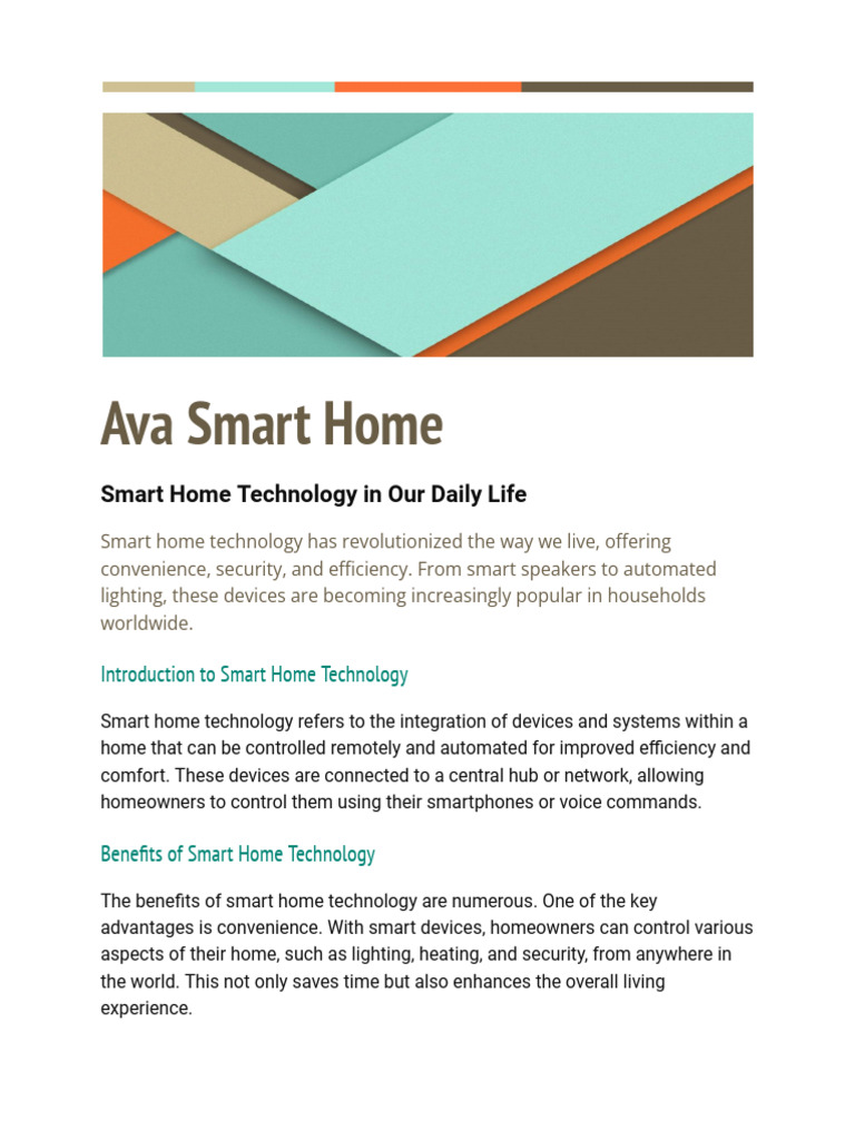 Ava Smart Home | PDF | Home Automation | Energy Conservation
