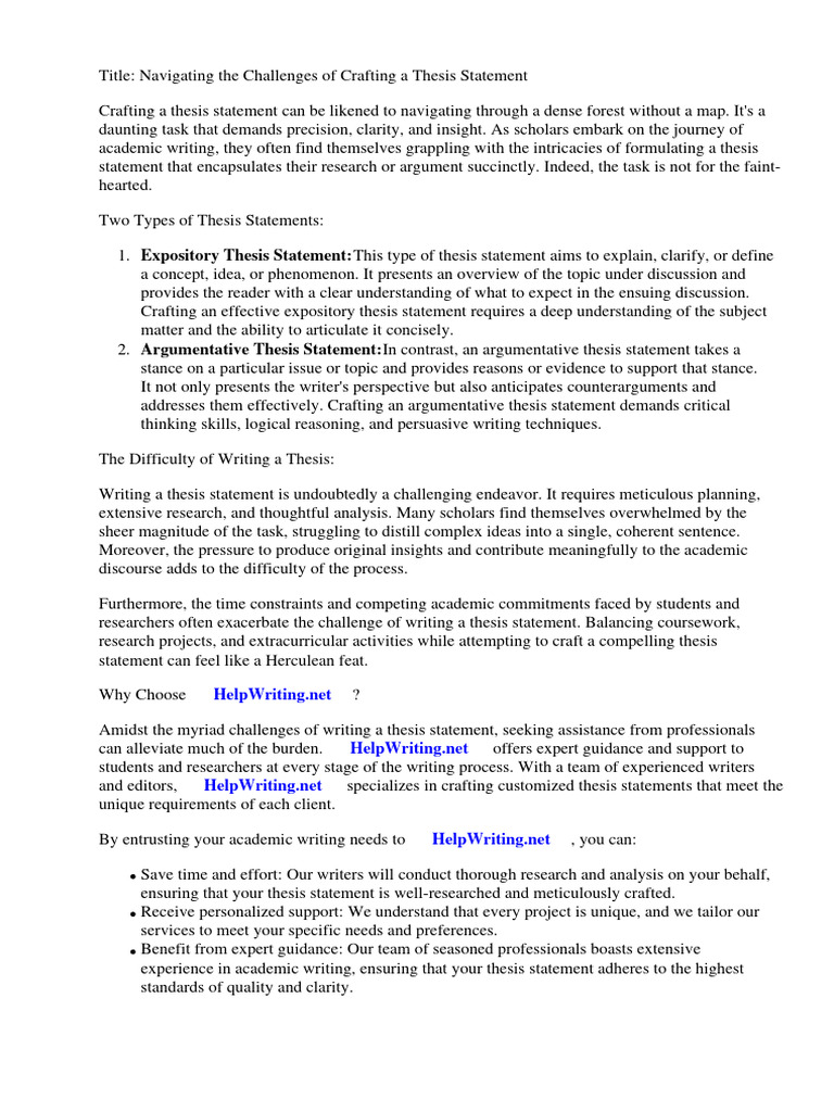 Two Types Thesis Statements | PDF | Essays | Thesis