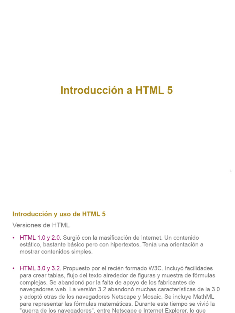 Evolución y Estructura de HTML 5 | PDF | Informática