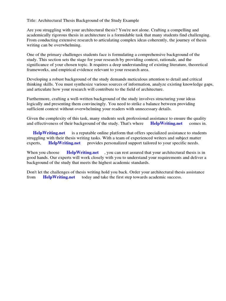 Architectural Thesis Background of The Study Example | PDF | Thesis ...