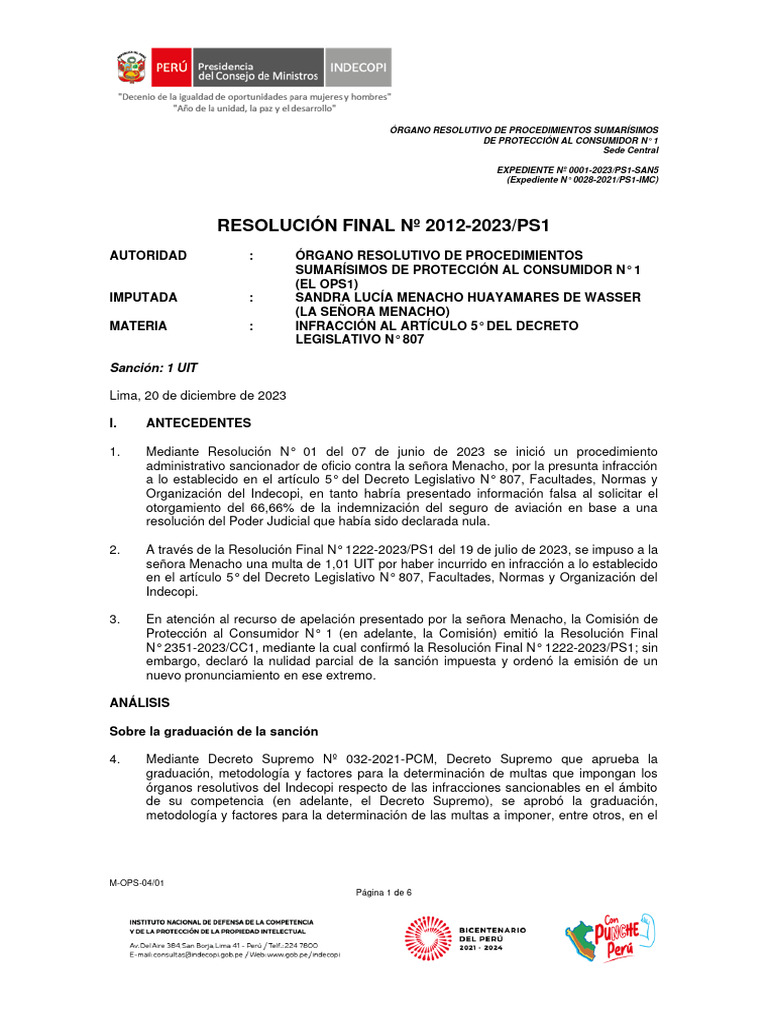 Resolución Final #2012-2023/PS1 | PDF