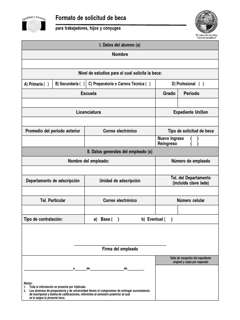 Solicitud de Beca para Trabajadores y Familiares | PDF