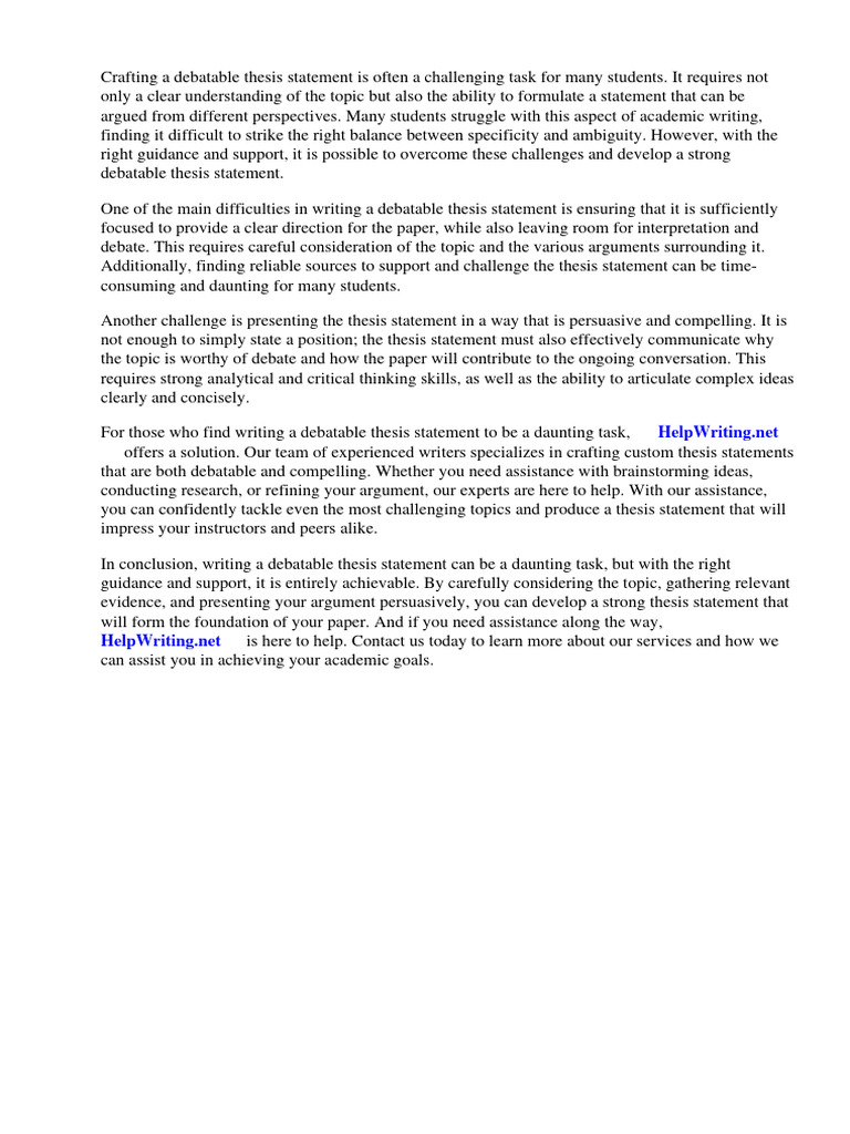 How To Write A Debatable Thesis