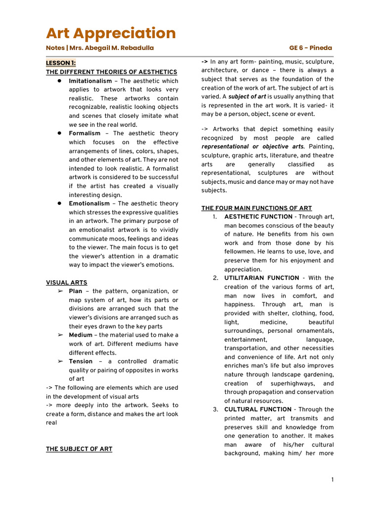 Art Appreciation | PDF | The Arts | Paintings