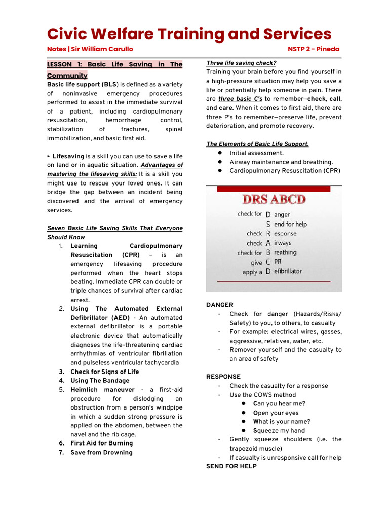 CWTS | PDF | Cardiopulmonary Resuscitation | Blood Pressure