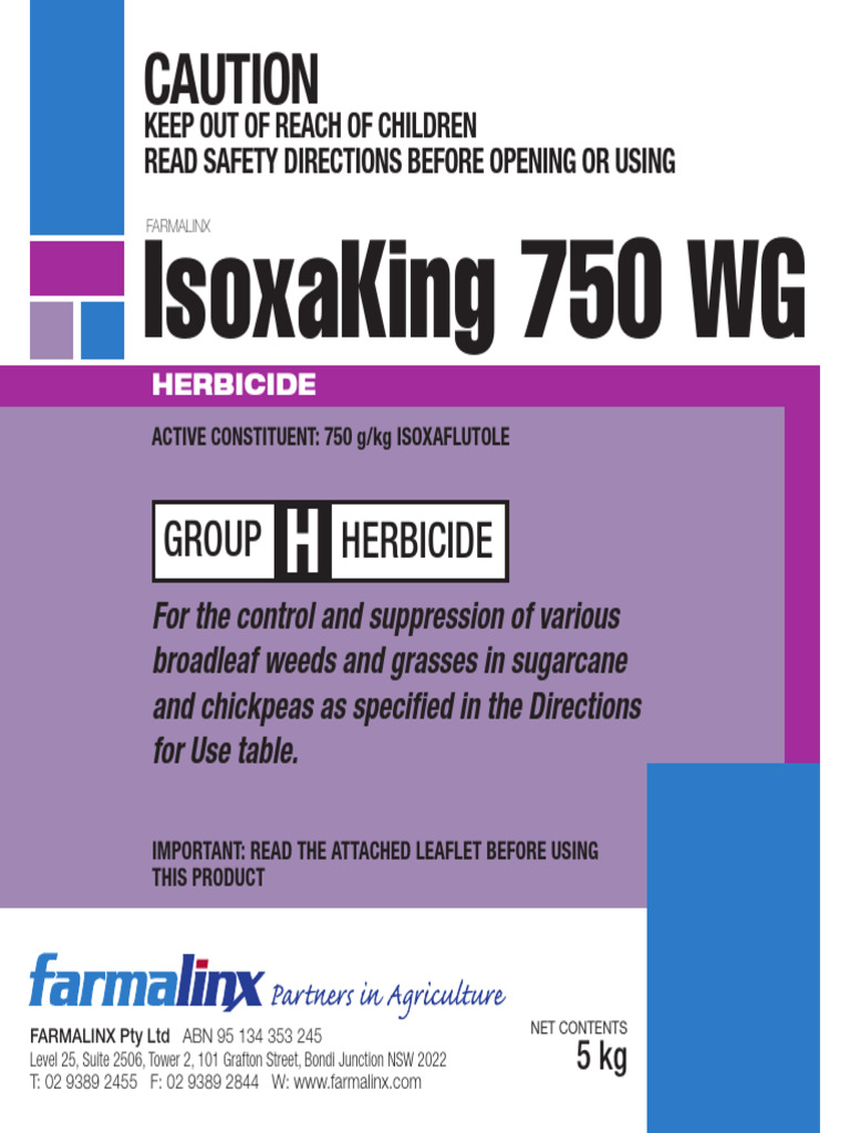 IsoxaKing 750 WG 5kg Label Web | PDF | Waste Management | Herbicide