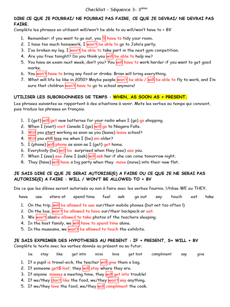 Checklist Seq 3 Correction 2 | PDF