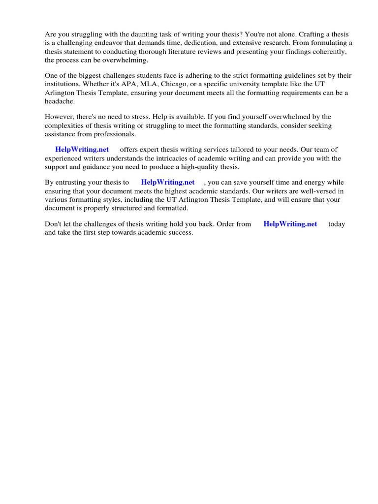 UTA Thesis Writing Assistance Guide | PDF | Thesis | Real Estate Appraisal
