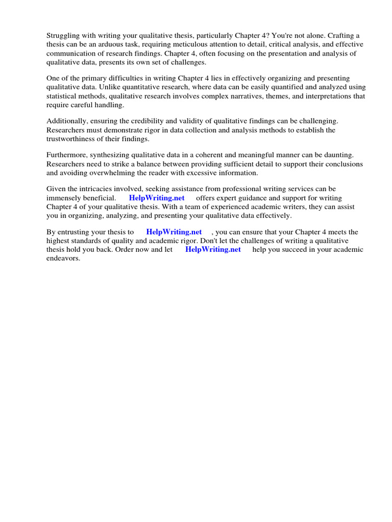 How To Write Chapter 4 of A Qualitative Thesis | PDF | Qualitative ...