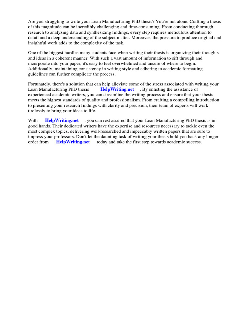 Lean PhD Thesis Writing Help | PDF | Lean Manufacturing | Six Sigma