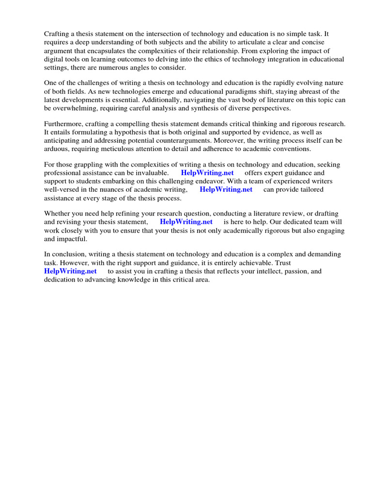 Thesis Statement On Technology and Education | PDF | Essays | Learning
