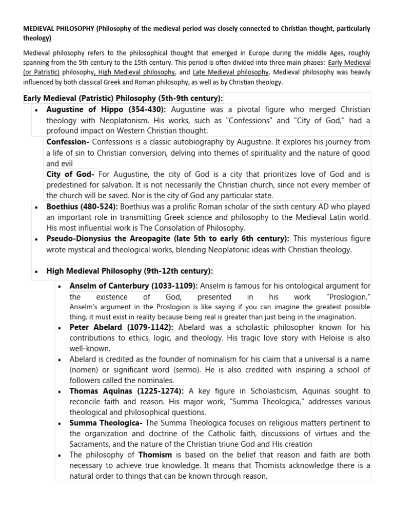 Medieval Philosophy | PDF | Medieval Philosophy | Thomism