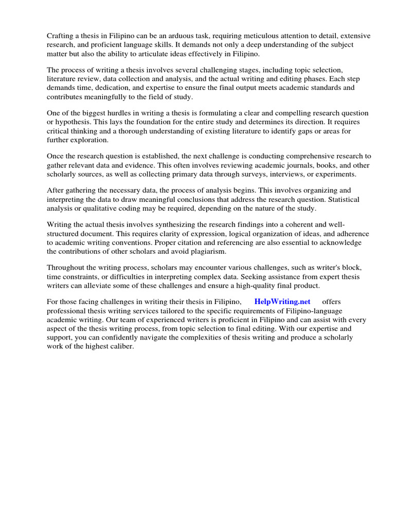 Thesis in Filipino Subject | PDF | Tagalog Language | Thesis