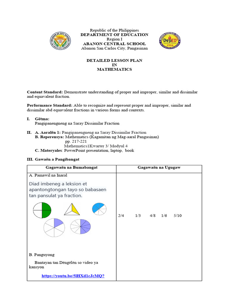Lesson Plan Donna in Math | PDF | Elementary Mathematics | Algebra