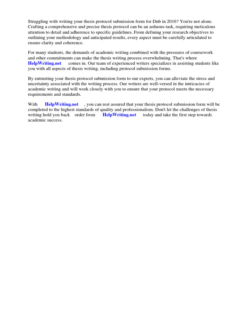 DNB Thesis Protocol Submission Form 2016 | PDF | Thesis | Essays