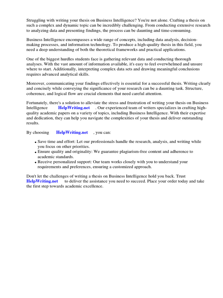 Thesis Business Intelligence Pdf Business Intelligence Analytics 