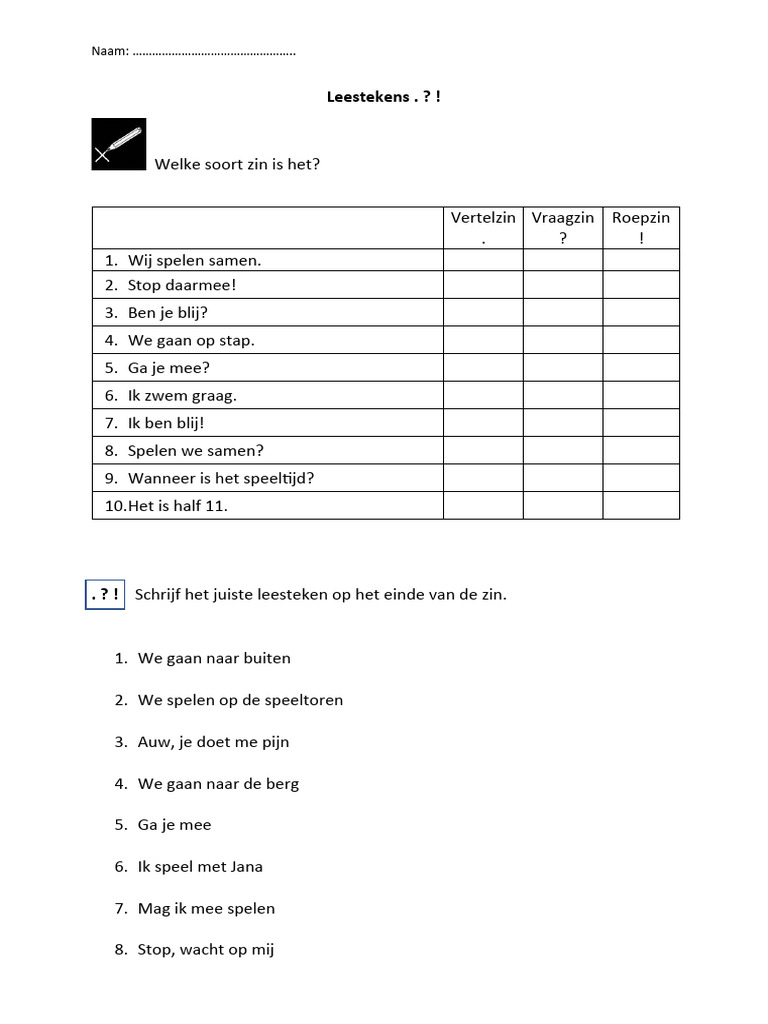 Leestekens Werkblad | PDF