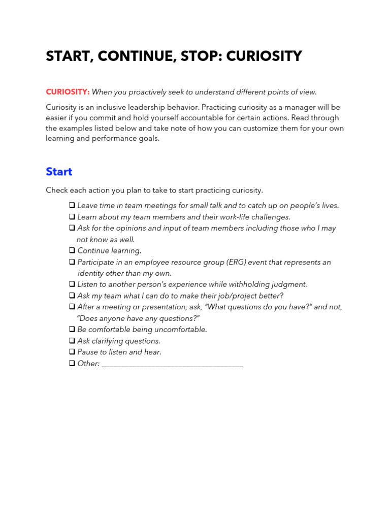 Start Continue Stop | PDF | Organizational Behavior | Psychology