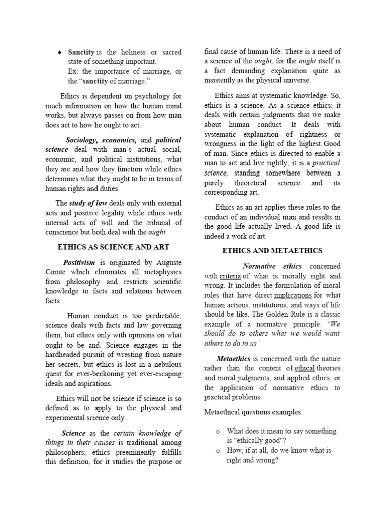 ETHICS Chapter 1 Part 2 Notes | PDF | Attitude (Psychology ...