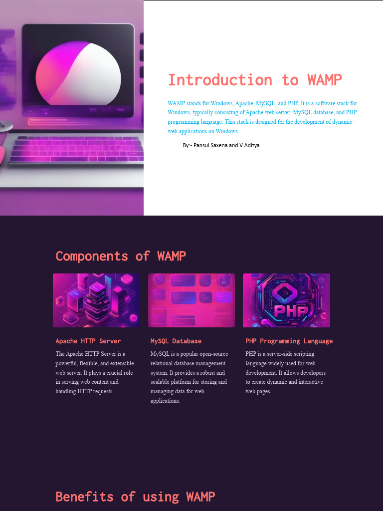 Introduction To WAMP (WBP) | Download Free PDF | Php | World Wide Web Introduction To WAMP (WBP) | Download Free PDF | Php | World Wide Web