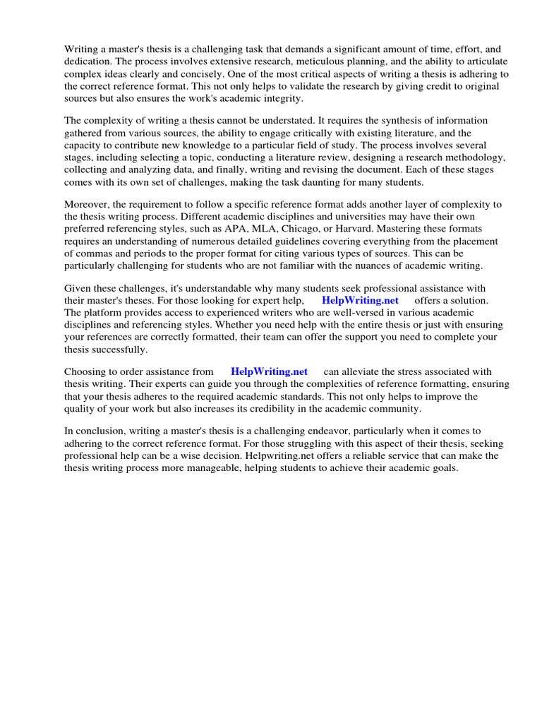 Master Thesis Reference Format | PDF | Thesis