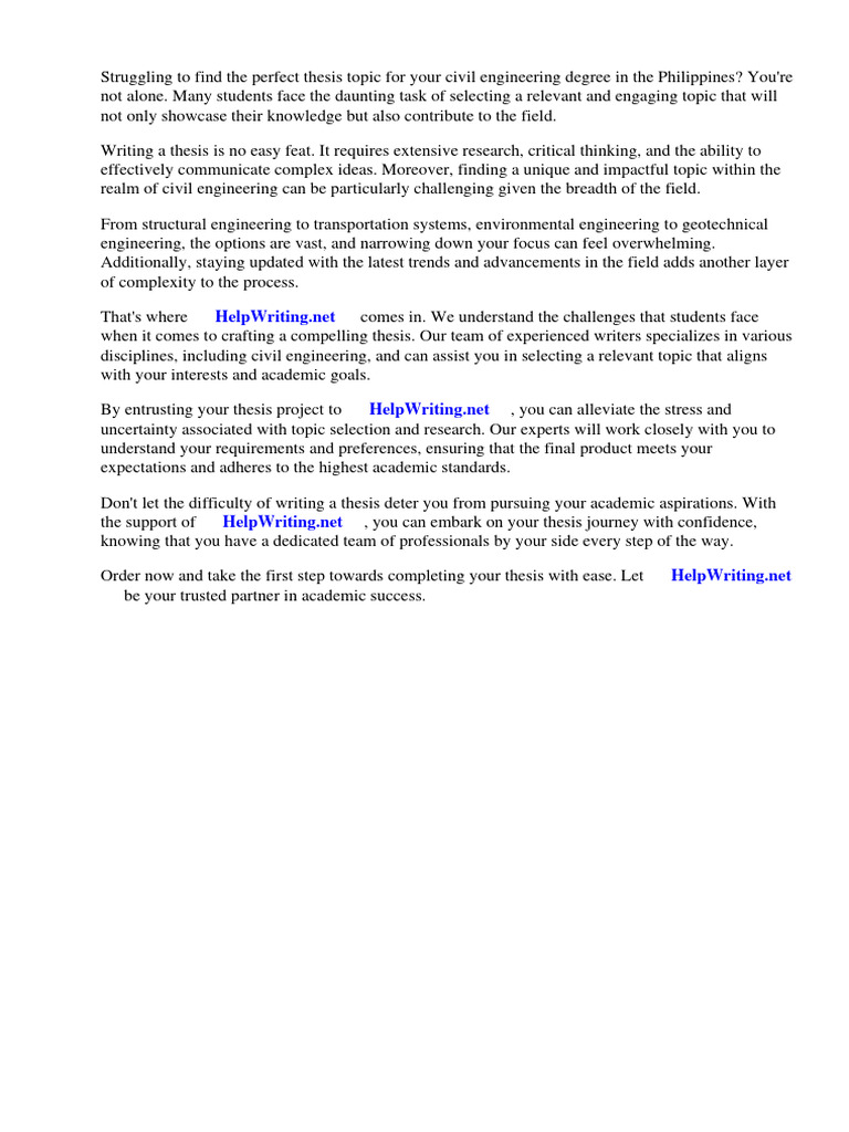 Thesis Topics For Civil Engineering Students in The Philippines | PDF ...