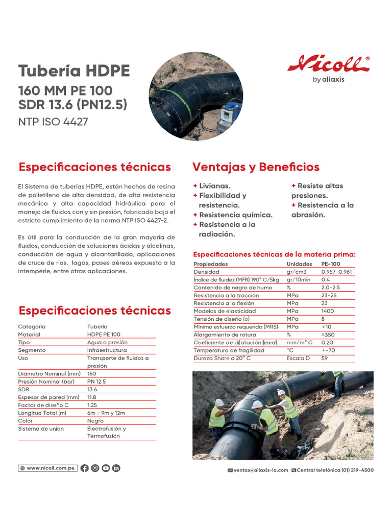 Hdpe Liso Ficha Nueva 160MM PN12.5 | PDF