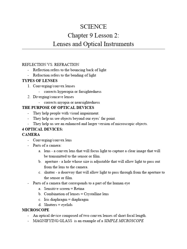Lenses and Optical Devices | PDF | Optics | Camera
