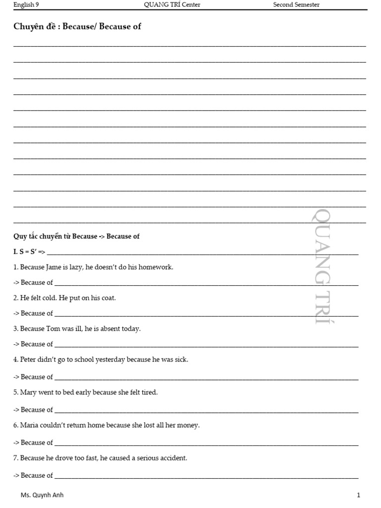 Because vs. Because of: English Rules | PDF | Career & Growth | Business
