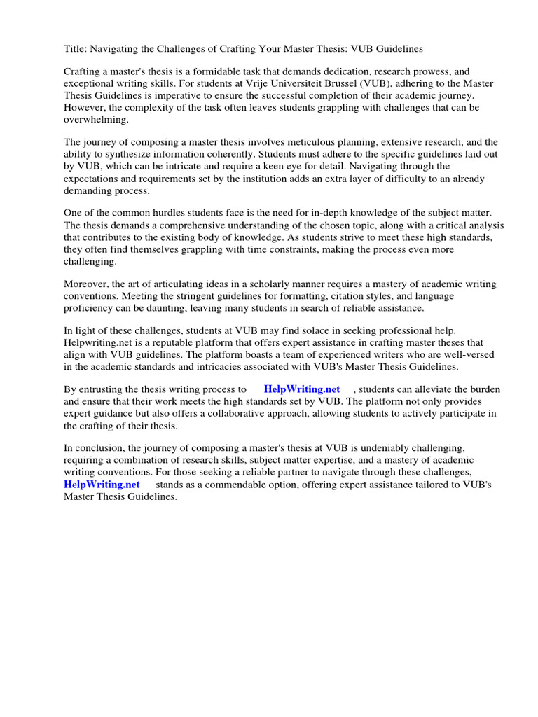 Master Thesis Guidelines Vub | PDF | Thesis | Big Data