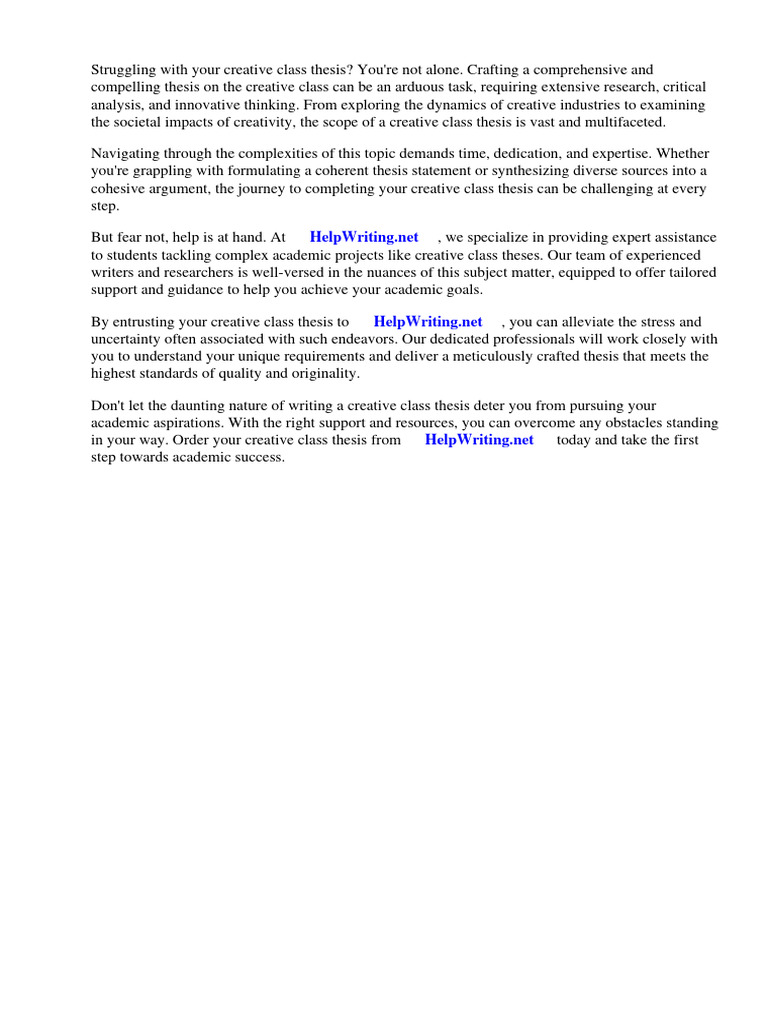 Creative Class Thesis | PDF | Thesis | Creativity