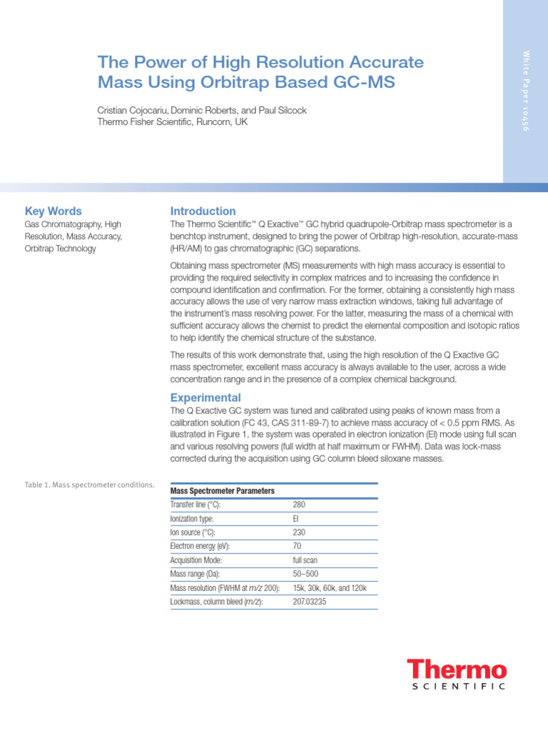Application - Note - GC MS Orbitrap High Resolution Accurate Mass | PDF | Gas Chromatography ...
