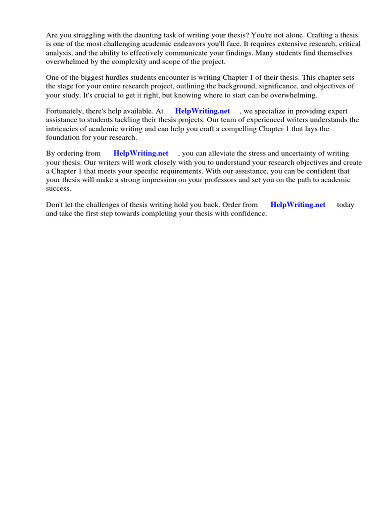 Chapter 1 Thesis Example | PDF | Thesis | Science