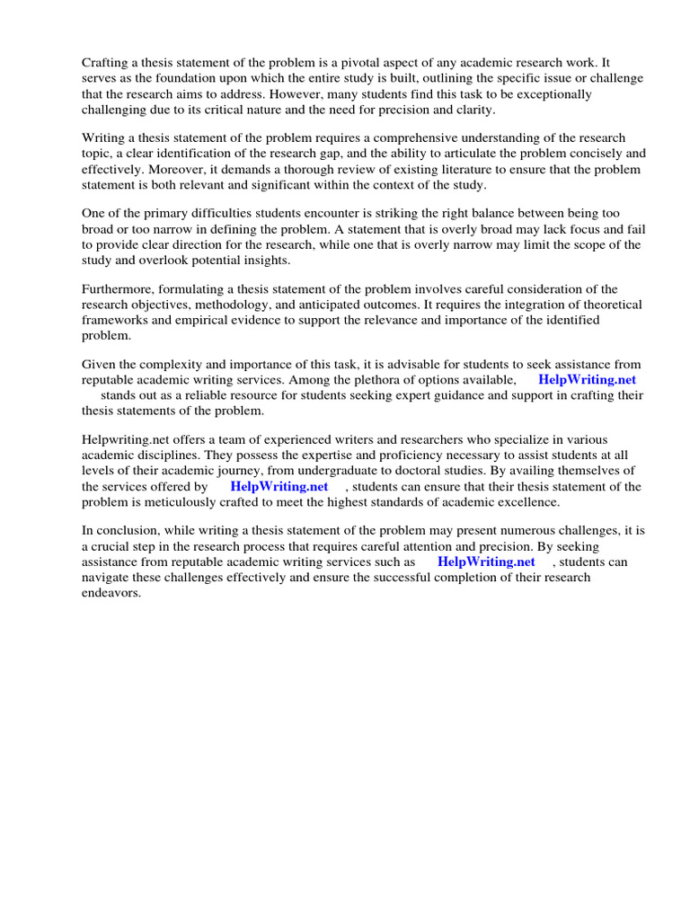 How to Write Thesis Statement of the Problem | PDF | Thesis | Methodology