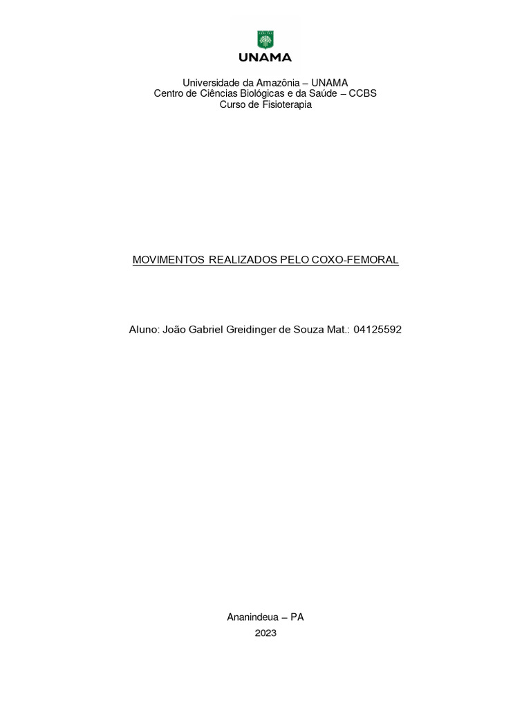 Trabalho UNAMA | PDF | Músculo esquelético | Rotação