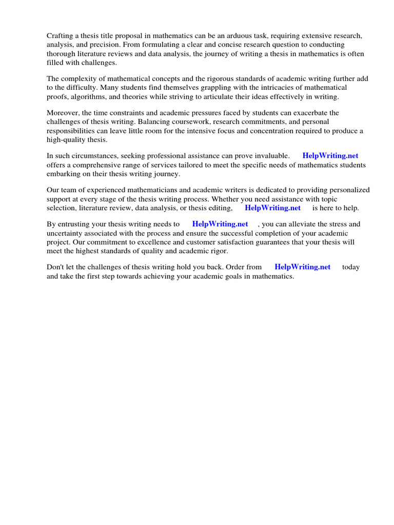 Thesis Title Proposal in Mathematics | PDF | Thesis | Mathematics