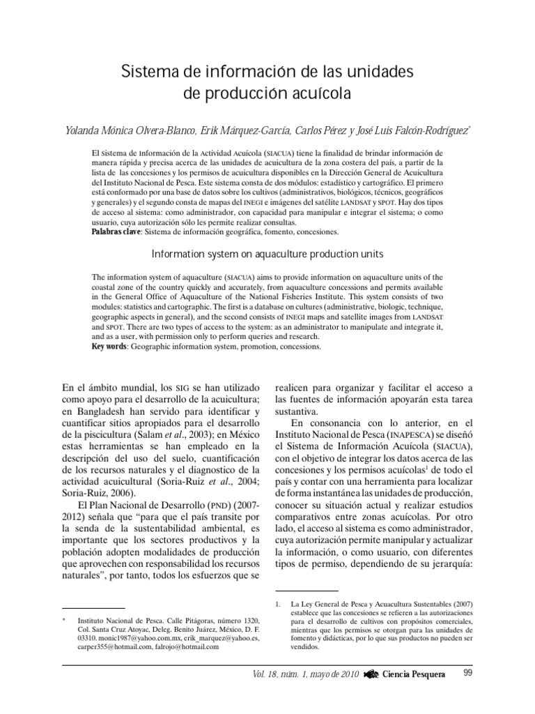 Sistema de Informaci N de Las Unidades de Producci N Acu¡cola | PDF | Sistema de información ...