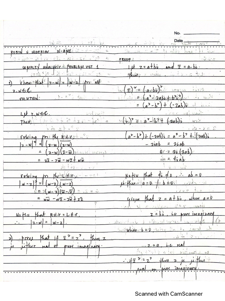 Coderias - Problem Set 1 - Complex Analysis | PDF