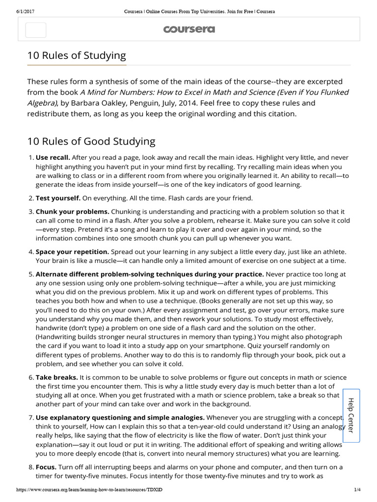 10 Rules of Studying | PDF | Mind | Flashcard