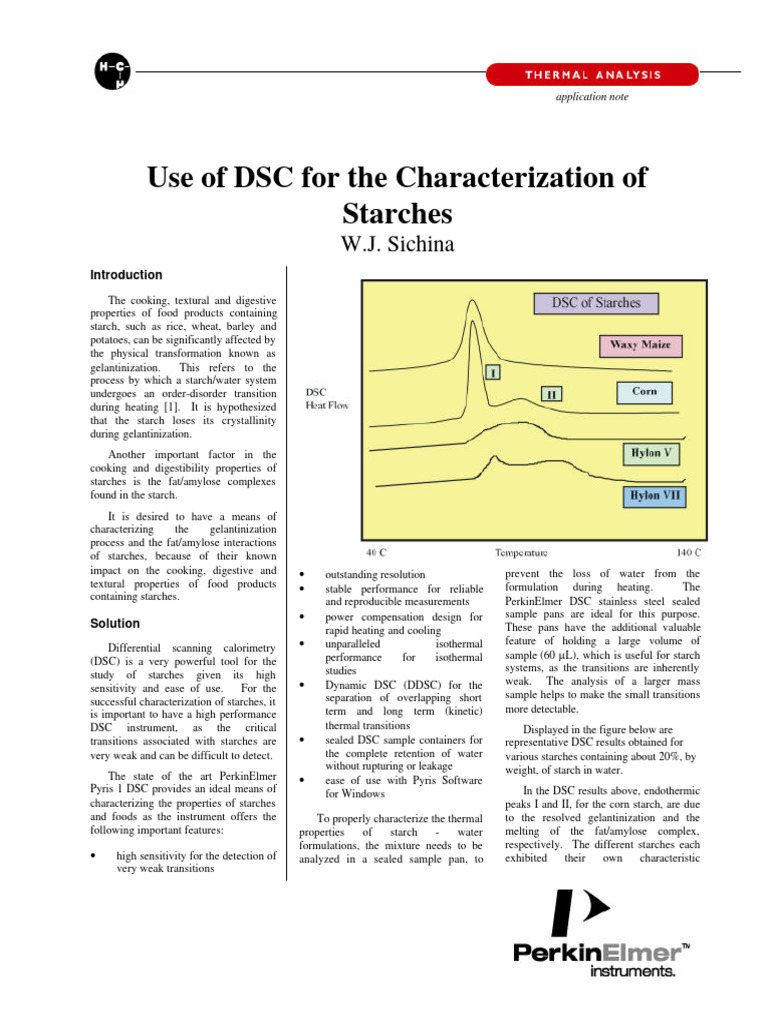 DSC Characterization of Starches | PDF | Differential Scanning ...
