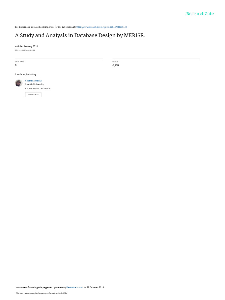 A Study and Analysis in Database Design by MERISE | PDF | Conceptual Model | Databases