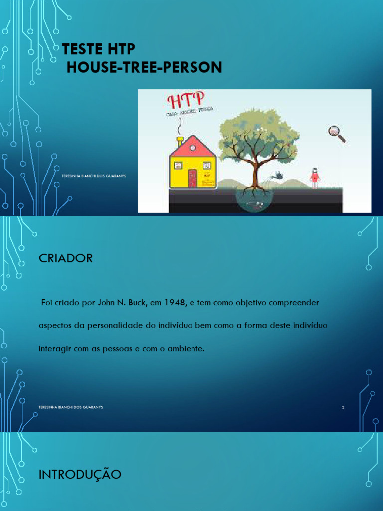 Apresentação - Teste HTP 2020 | PDF | Psicologia | Avaliação psicológica