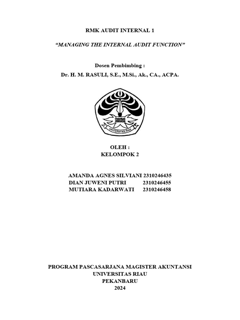 Piagam Audit Internal dan Manajemen FSI | PDF | Bisnis