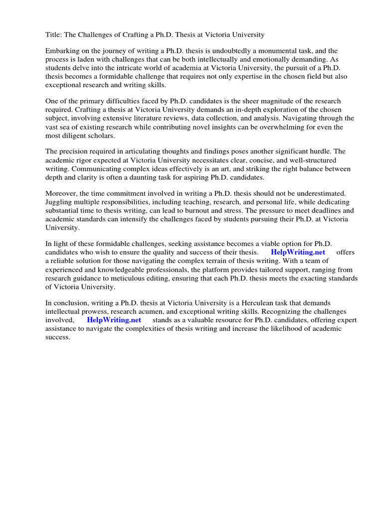 PHD Thesis Victoria University | PDF | Thesis | Doctor Of Philosophy