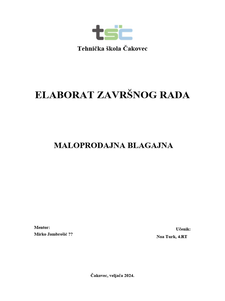 Blagajna Elaborat | PDF