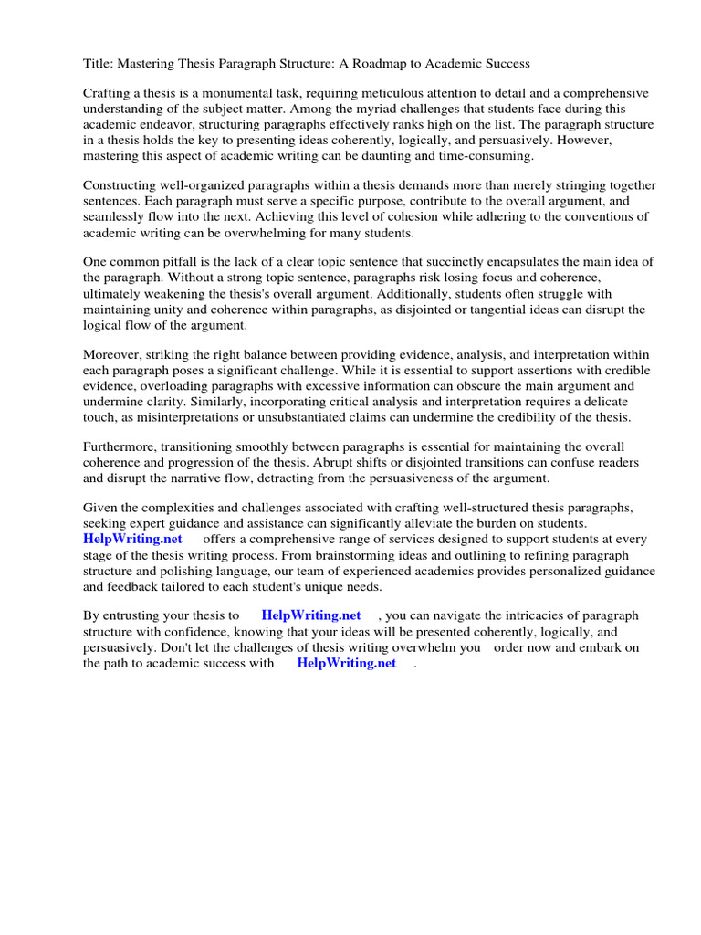 Thesis Paragraph Structure | PDF | Essays | Paragraph