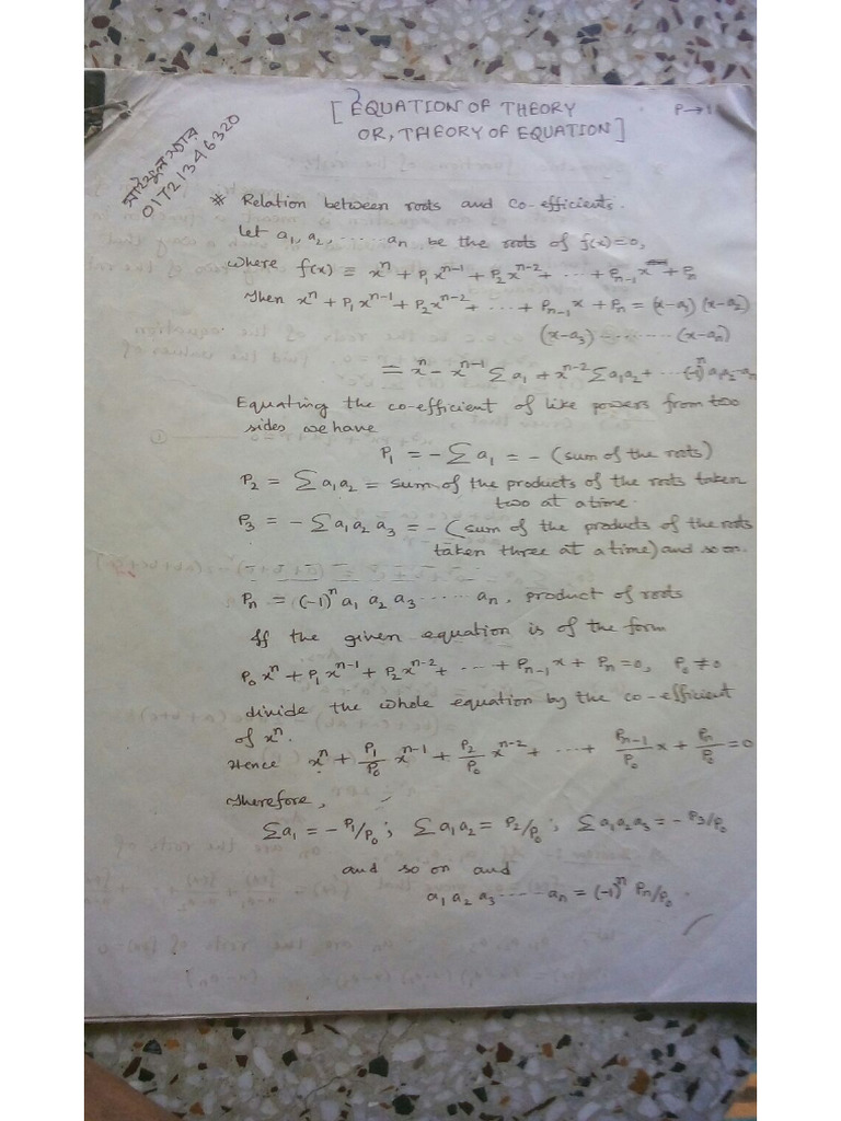Theory of Equation (For Math101) Imgtopdf - 13032021113210 | PDF