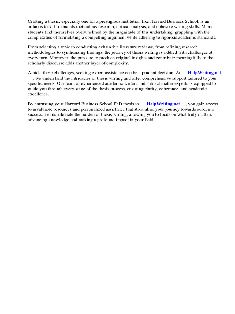 Harvard Business School PHD Thesis | Download Free PDF | Thesis ...